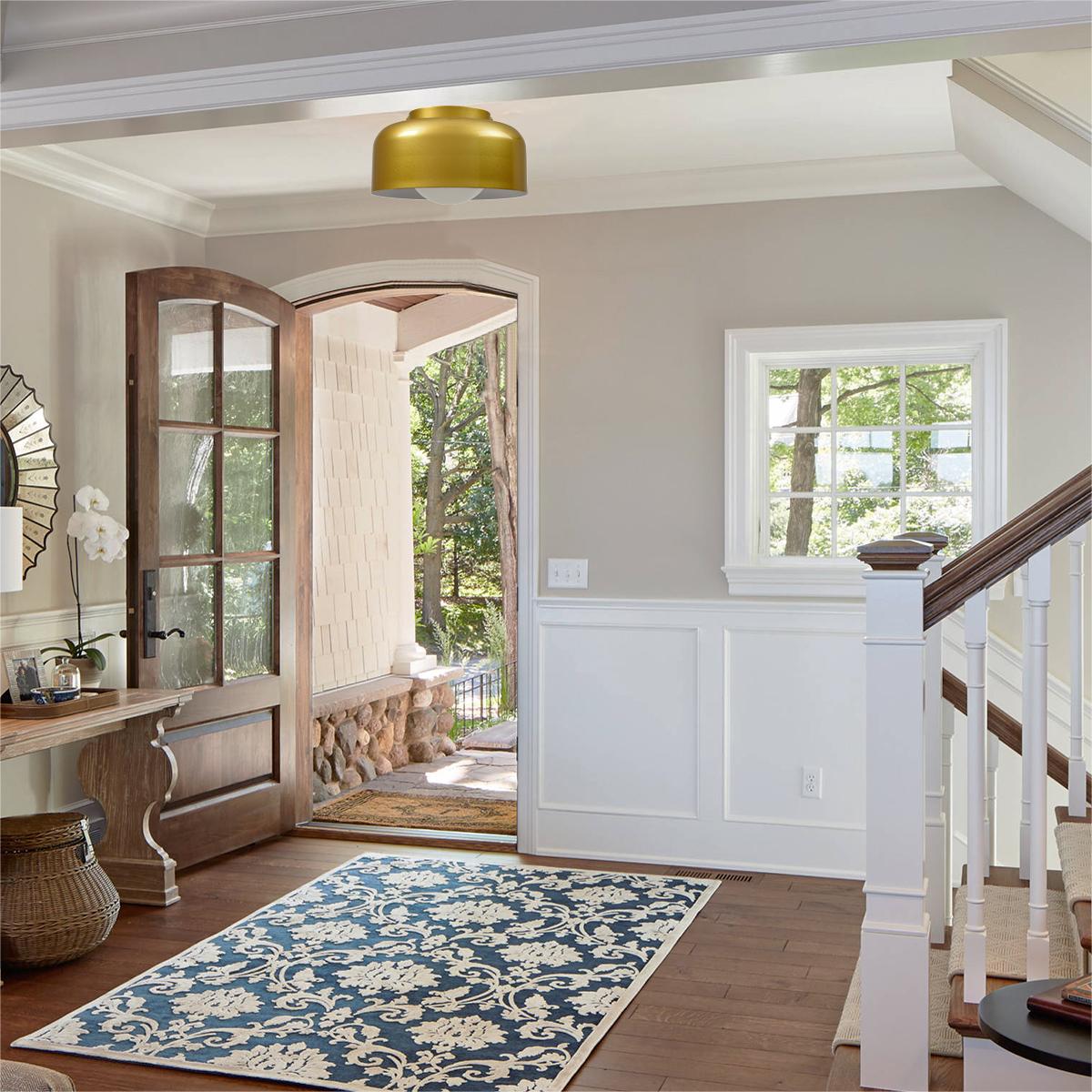 Industrial Gold Ceiling Light Fixture Rustic Barn Design Semi Flush ...