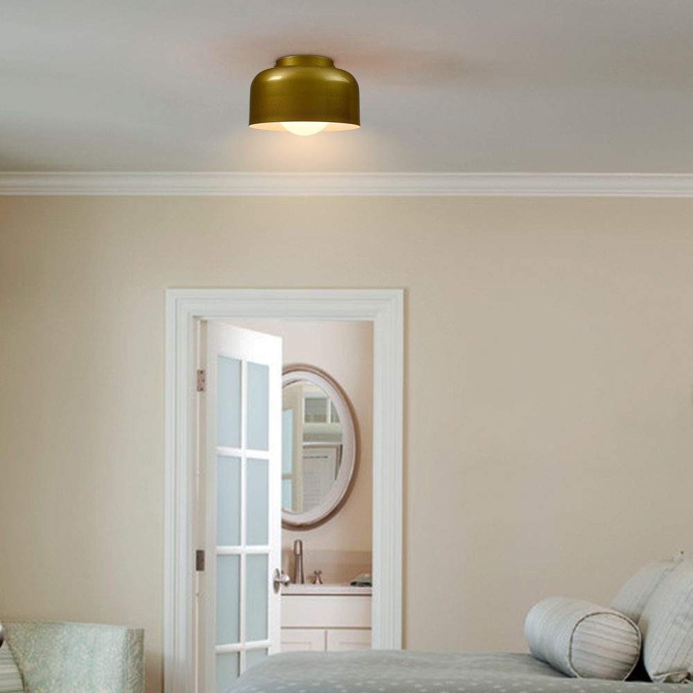 Industrial Gold Ceiling Light Fixture Rustic Barn Design Semi Flush ...