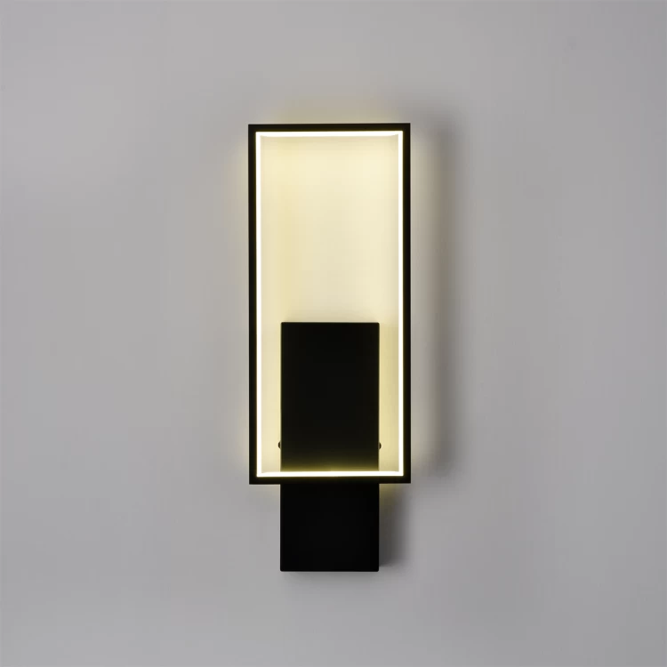 Modern Black Metal LED Wall Sconce with Rectangle Aluminum Shade ...