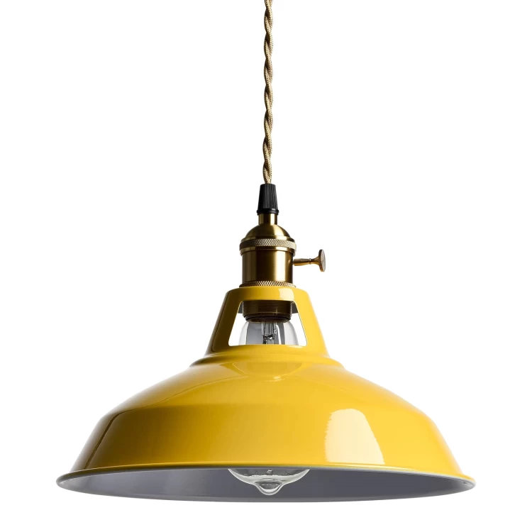 Modern Yellow Barn Pendant Light with Switch