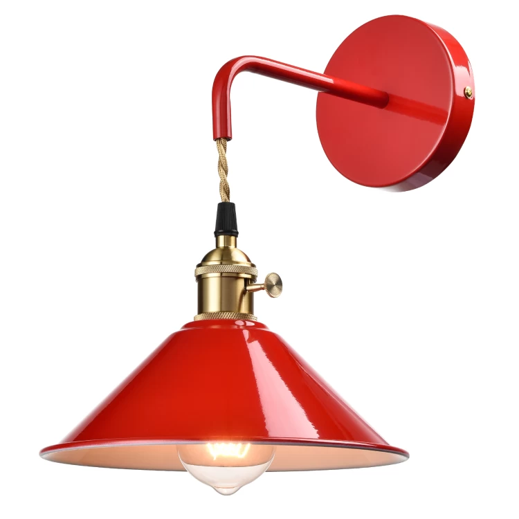 Vintage Red Wall Sconce with switch| Claxy