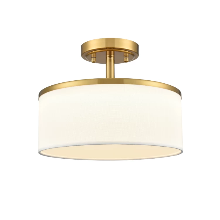 Modern LED Brass Ceiling Light Fixture Dimmable 3000K-5500K Semi-Flush ...