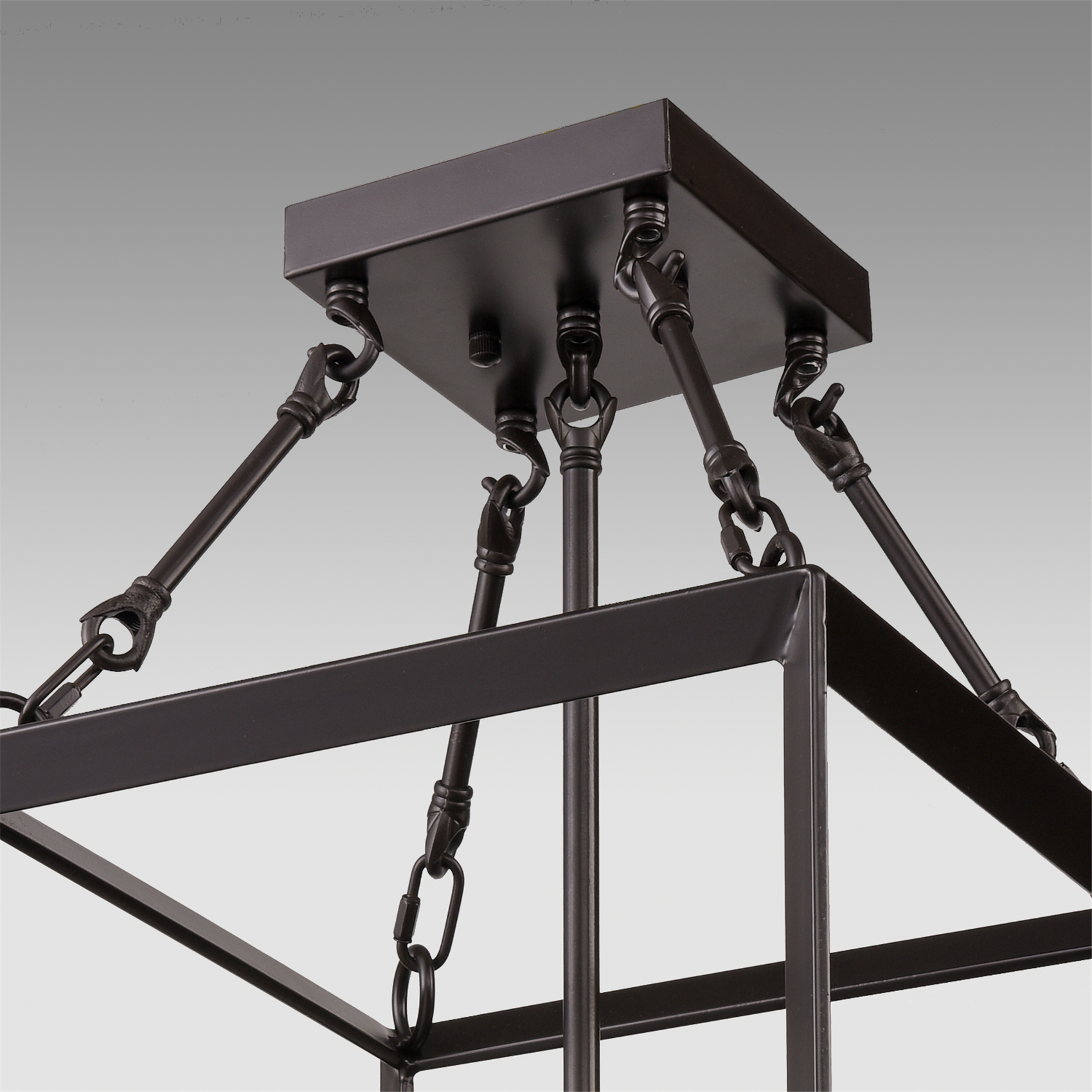 Vintage Square Cage Semi-flush Lantern Ceiling Light| Claxy