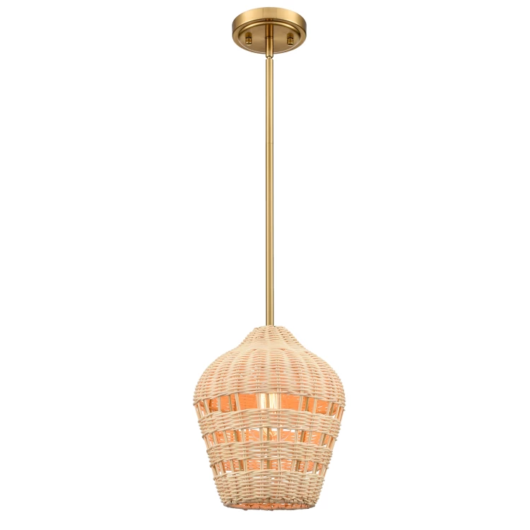 Gold Rattan Pendant Light Boho Hanging Light for Bedroom Living room ...