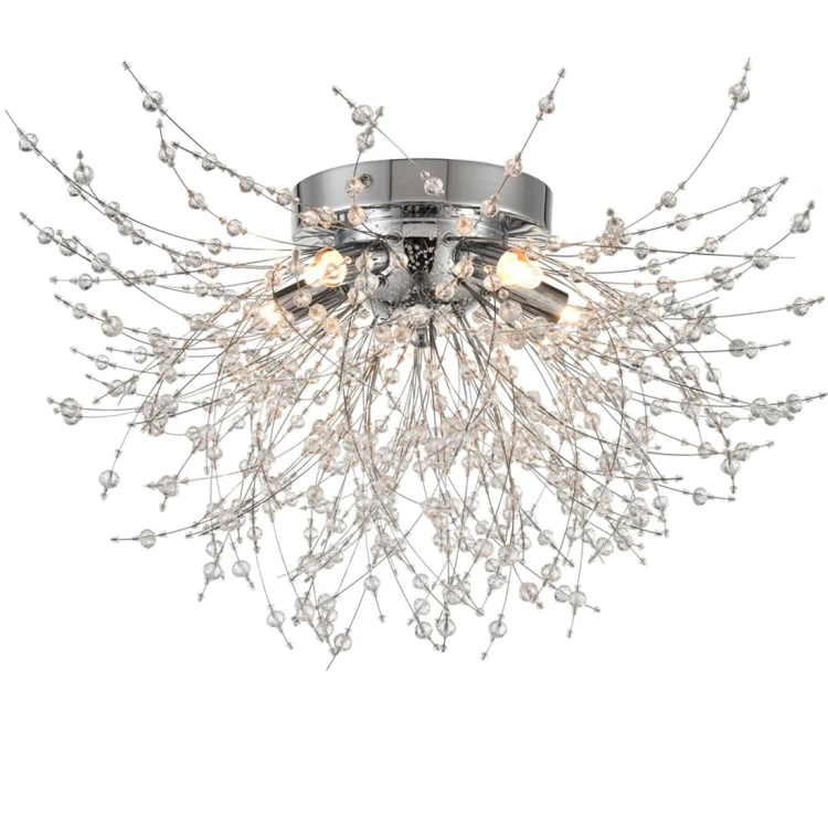 Modern Crystal Sputnik Ceiling Light 5-Light Chrome | Claxy