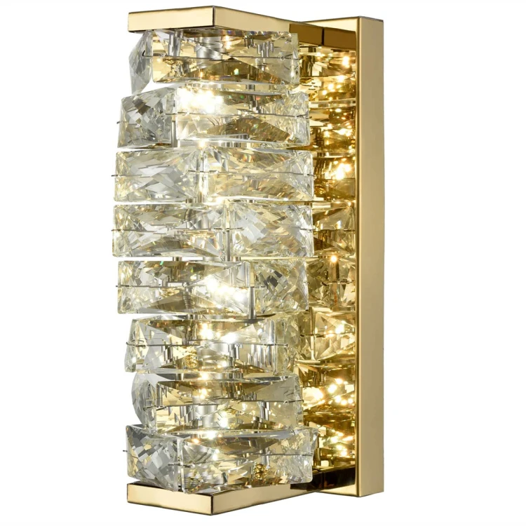 Modern Stainless Steel Gold Crystal LED Wall Lights