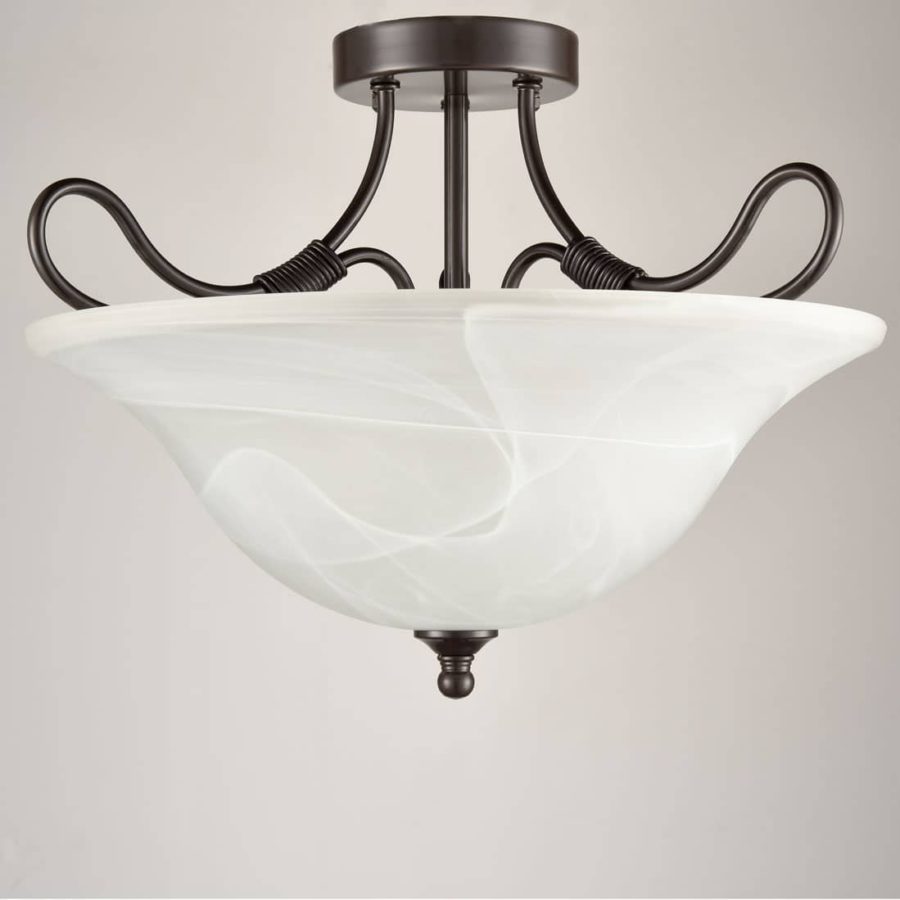 White Frosted Alabaster Glass Transitional Orb Ceiling Fixture- 3 ...