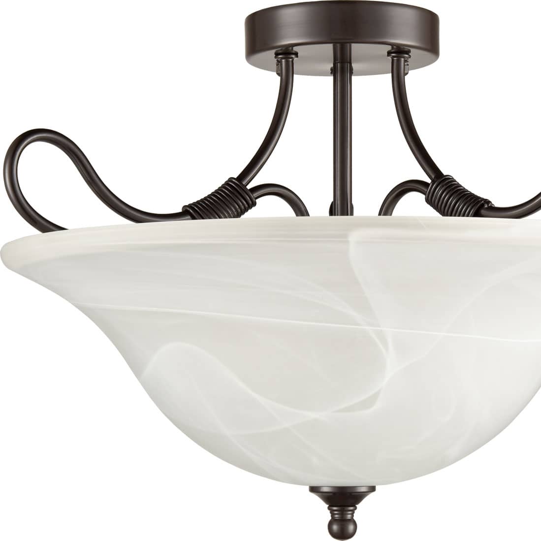 White Frosted Alabaster Glass Transitional Orb Ceiling Fixture- 3 ...