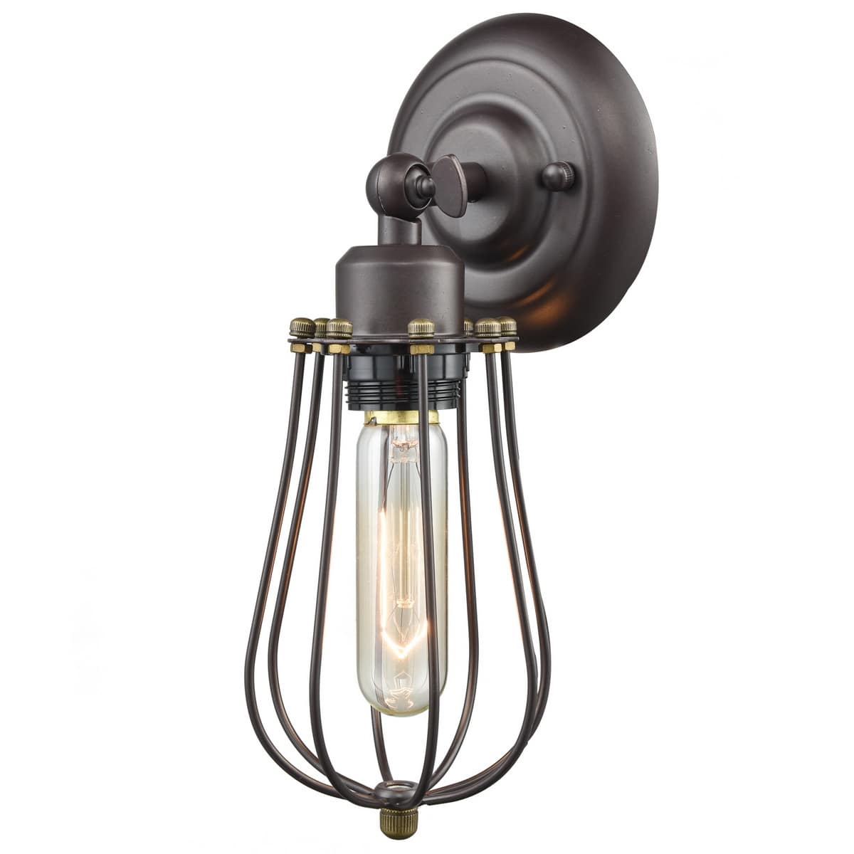 Industrial Bronze Wire Cage Wall Sconces - Set of 2 mini Lights | Claxy