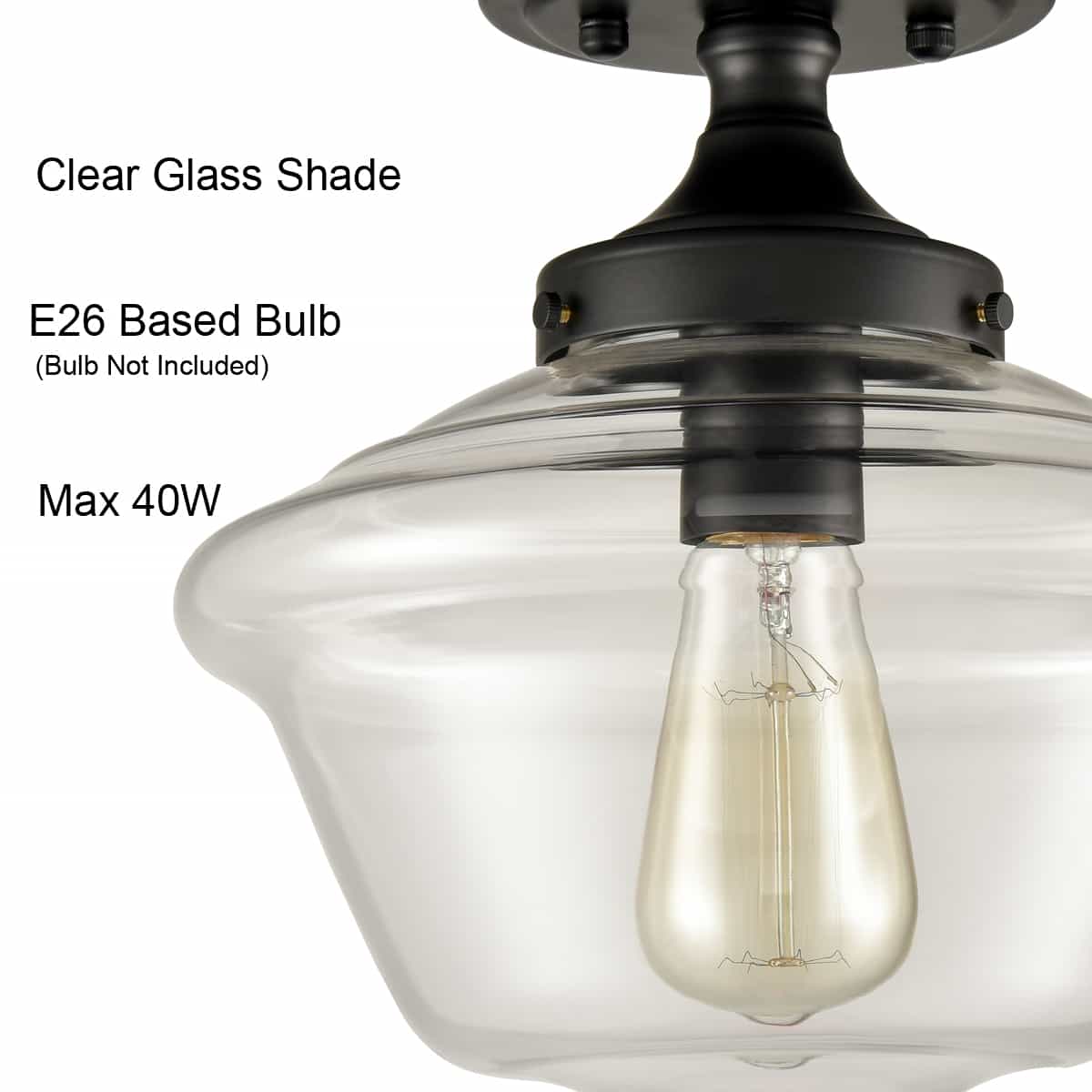 Industrial 1-Light Clear Glass Ceiling Light Fixture | Claxy