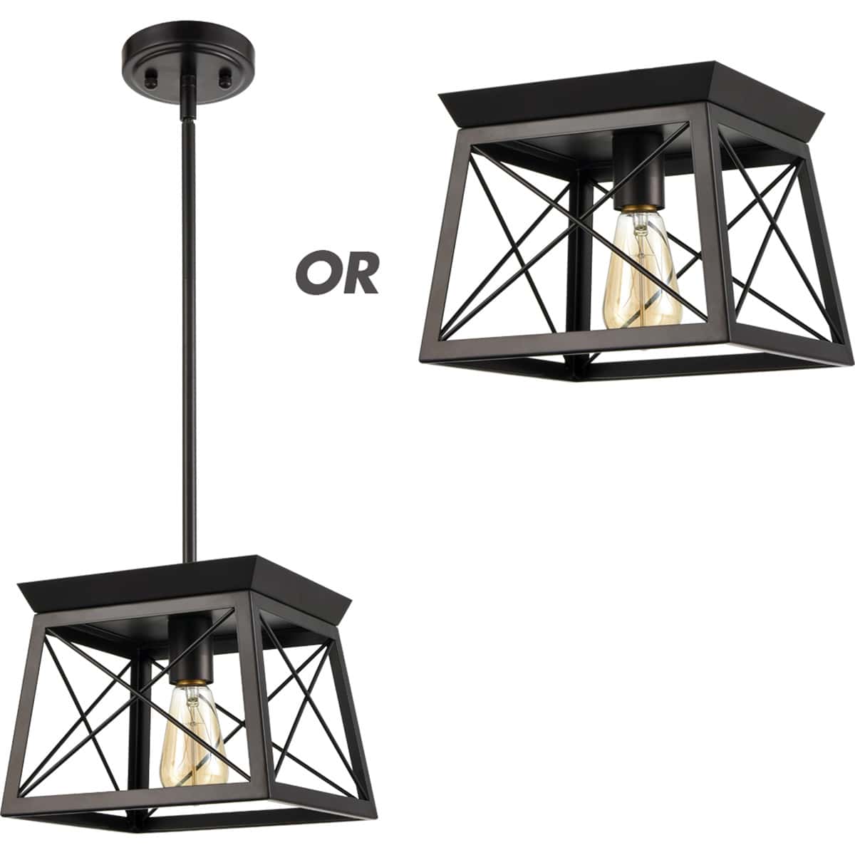 Convertible Farmhouse Pendant Light Ceiling Flush| Claxy