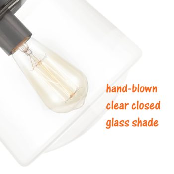 Clear Glass Black Semi-flush Mount Ceiling Light | Claxy