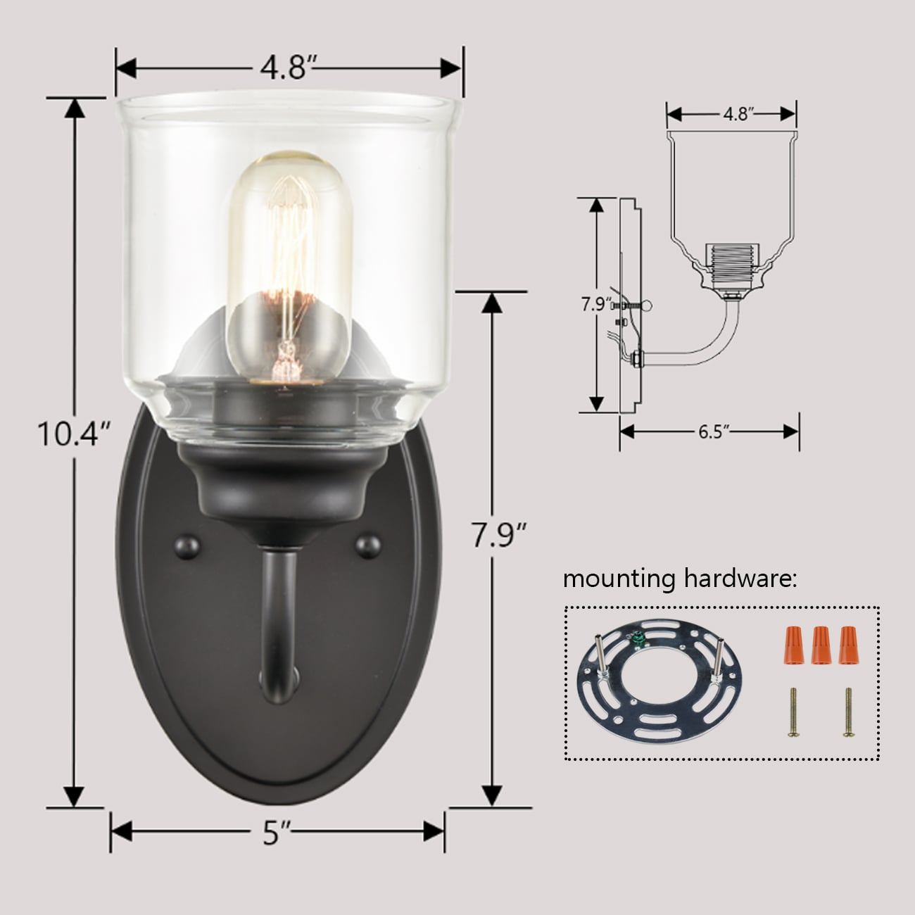 Black Modern Bathroom Vanity Wall Sconce - Pack of 2 | Claxy