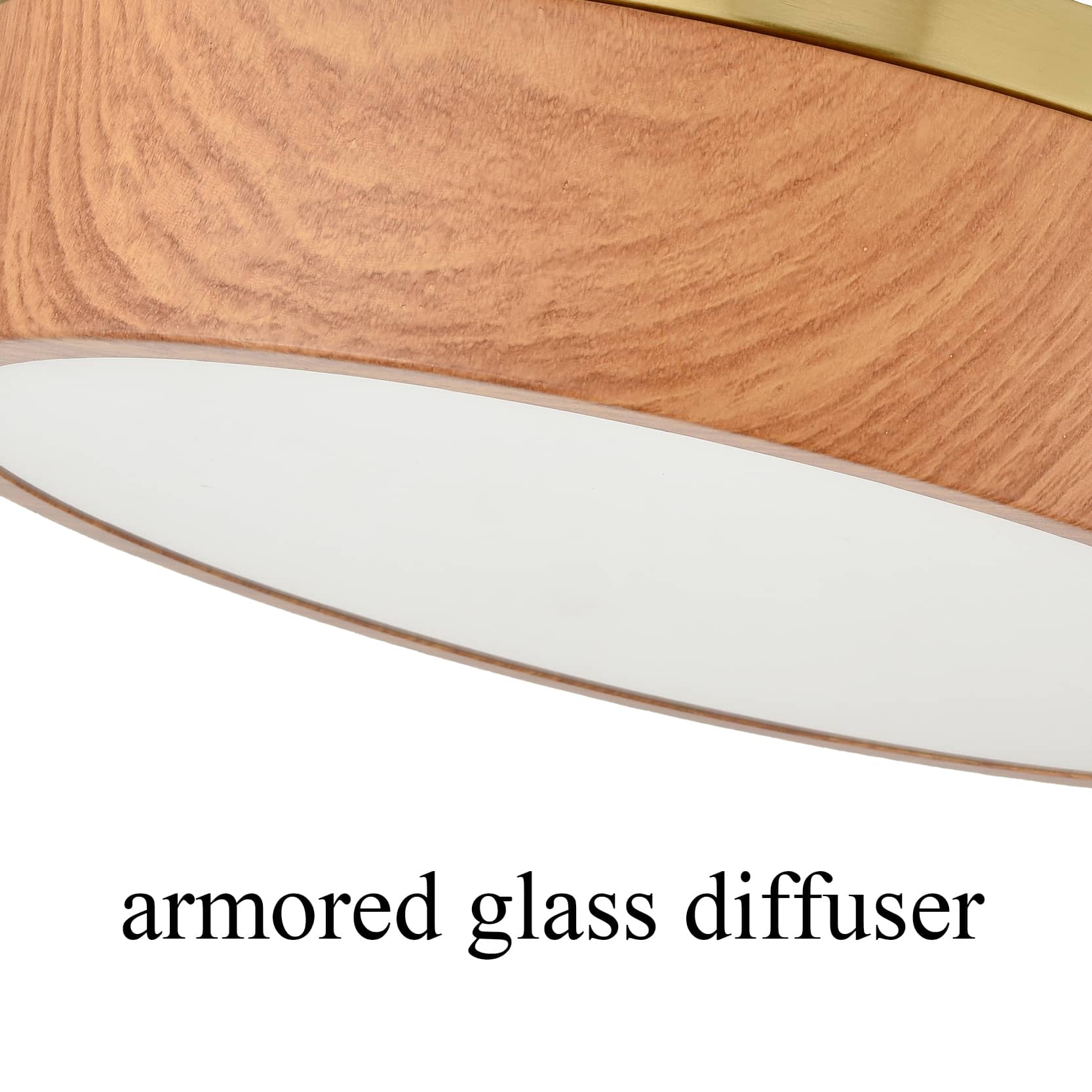 Brass Modern Wood Grain Round LED Ceiling Light | Claxy