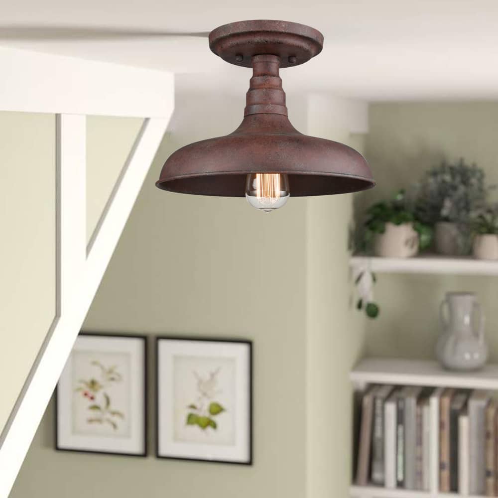 Rustic Ceiling Lights Metal Barn Shade Semi-flush | Claxy