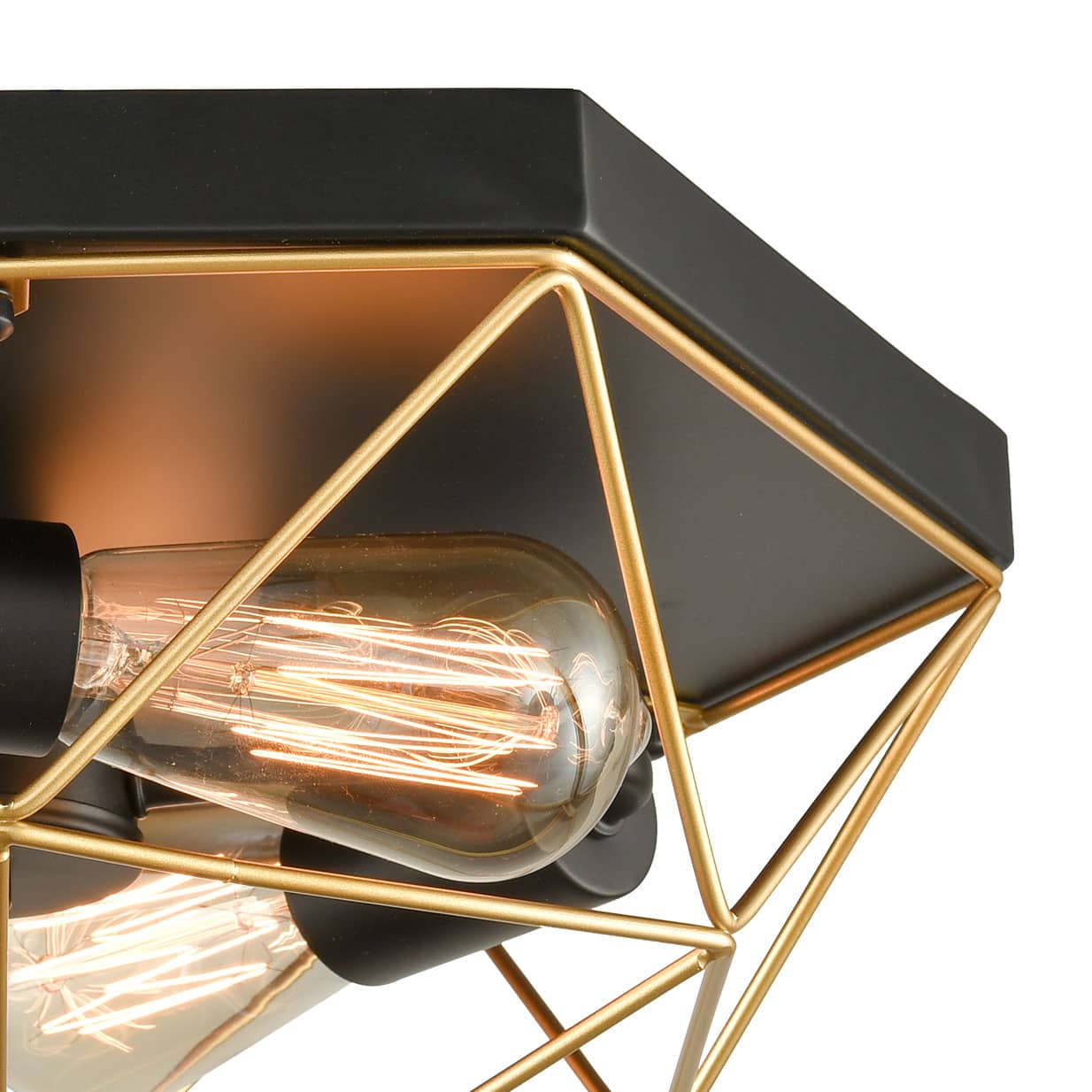 Brass Metal Frame Caged Flush Mount Ceiling Light | Claxy