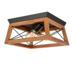 Modern Farmhouse Drum Semi Flush Ceiling Light Metal Cage Shade