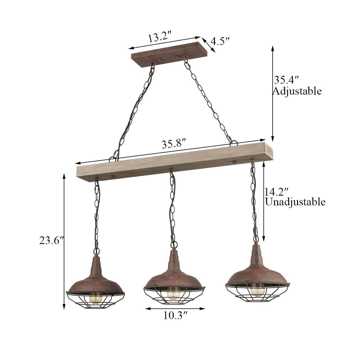 Wood Beam Metal Rustic Barn-shaped Pendant Chandelier | Claxy