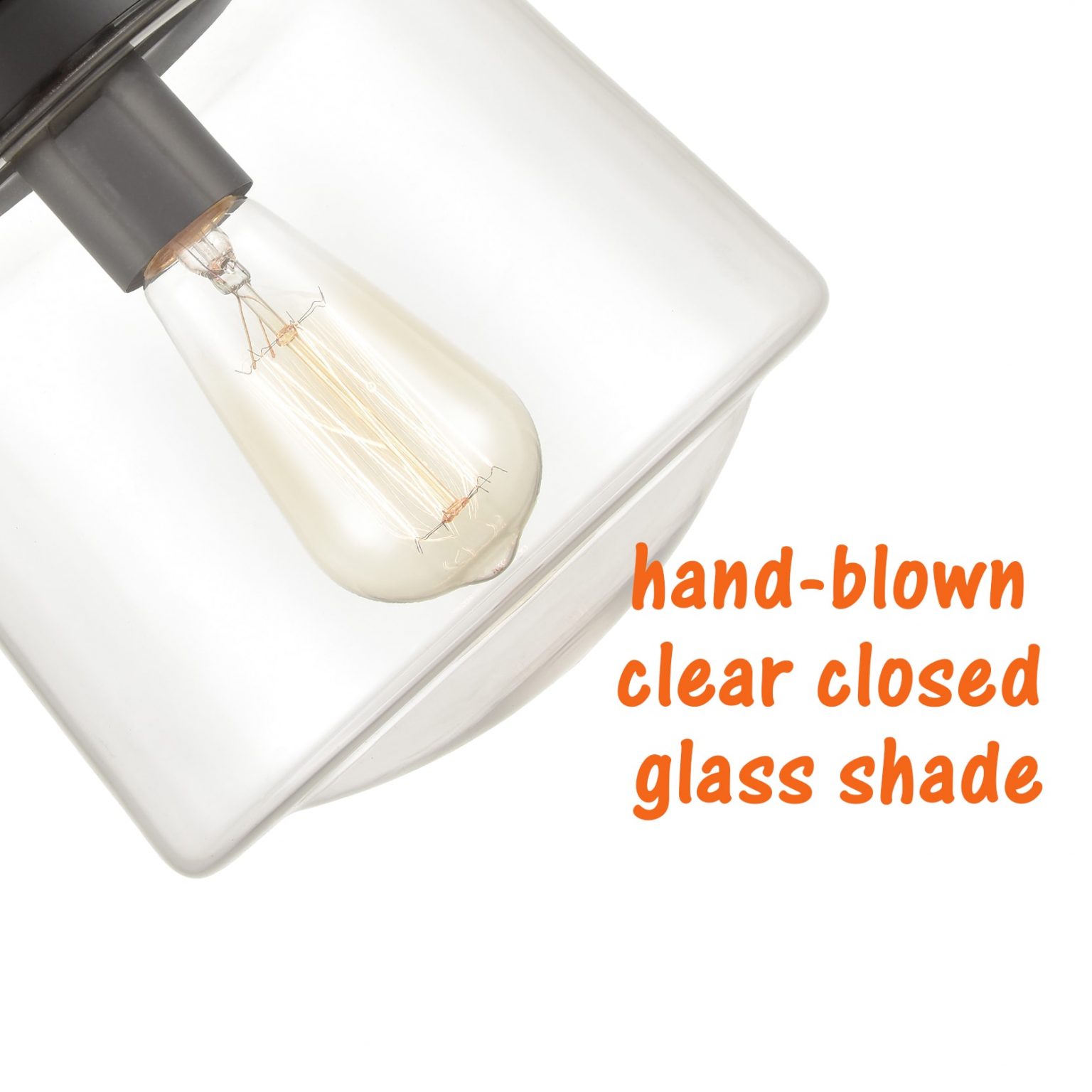 Industrial Semi Flush Mount Ceiling Light Clear Glass Shade