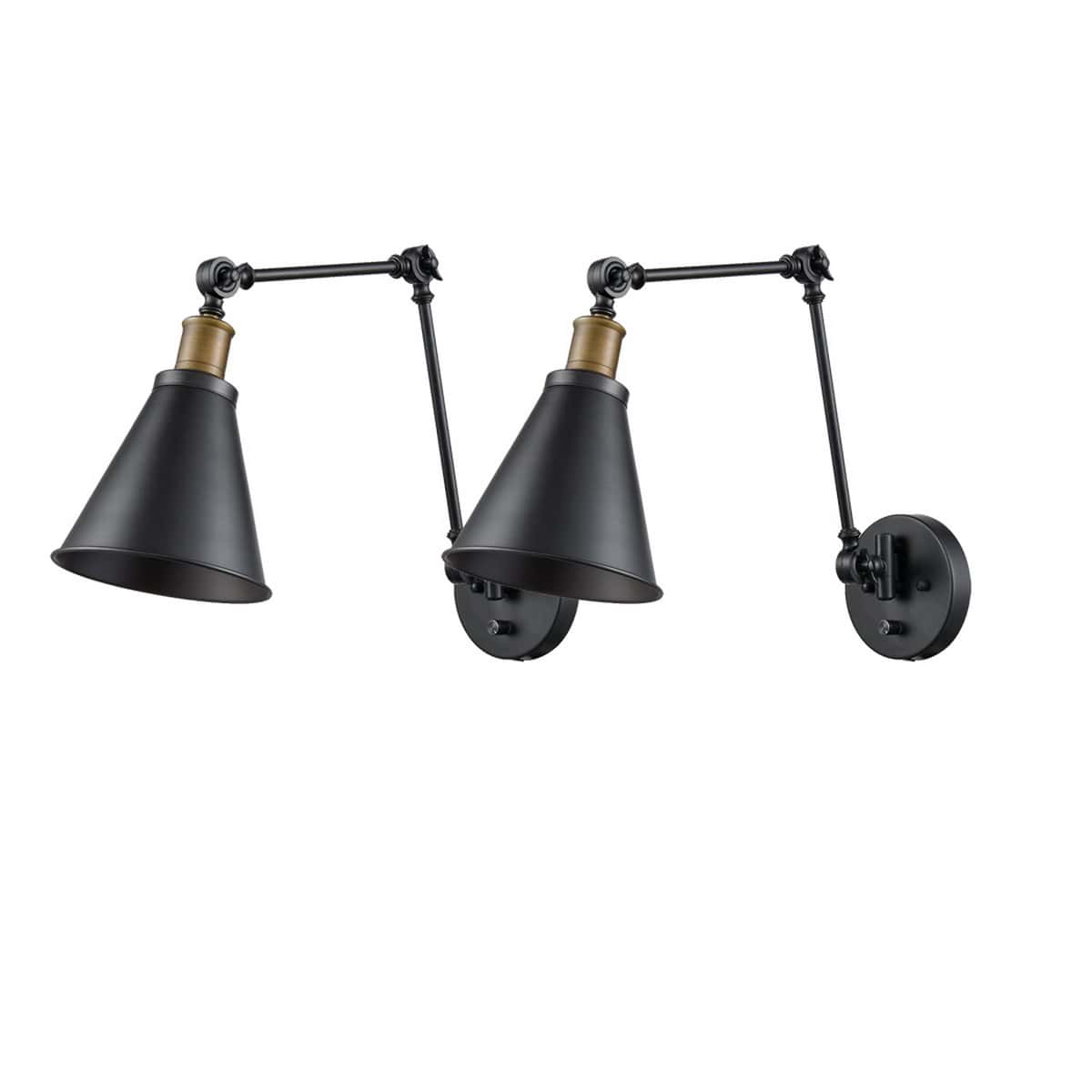 Modern Plug-in Swing Arm Wall Light Black - Pack of 2