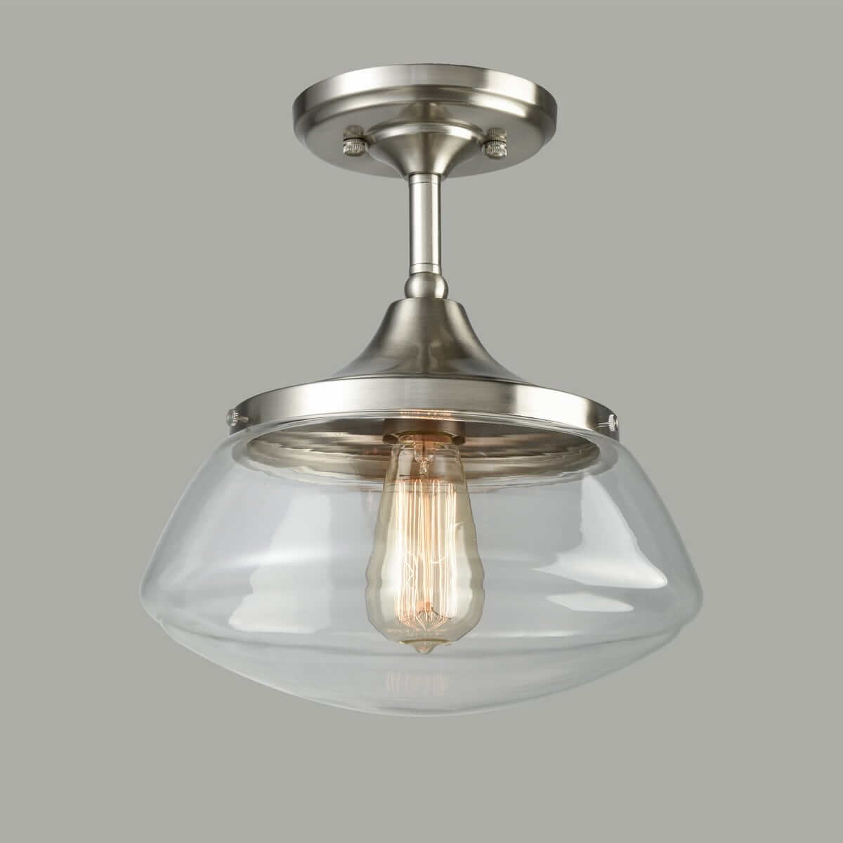 Glass Bronze Schoolhouse Ceiling Light Semi-flush Mount