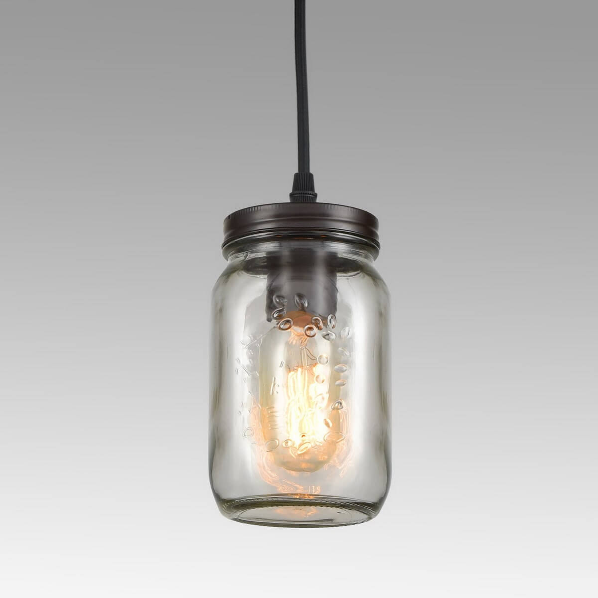 Bronze Mason Jar Semi flush Ceiling Light- 5 Lights | Claxy