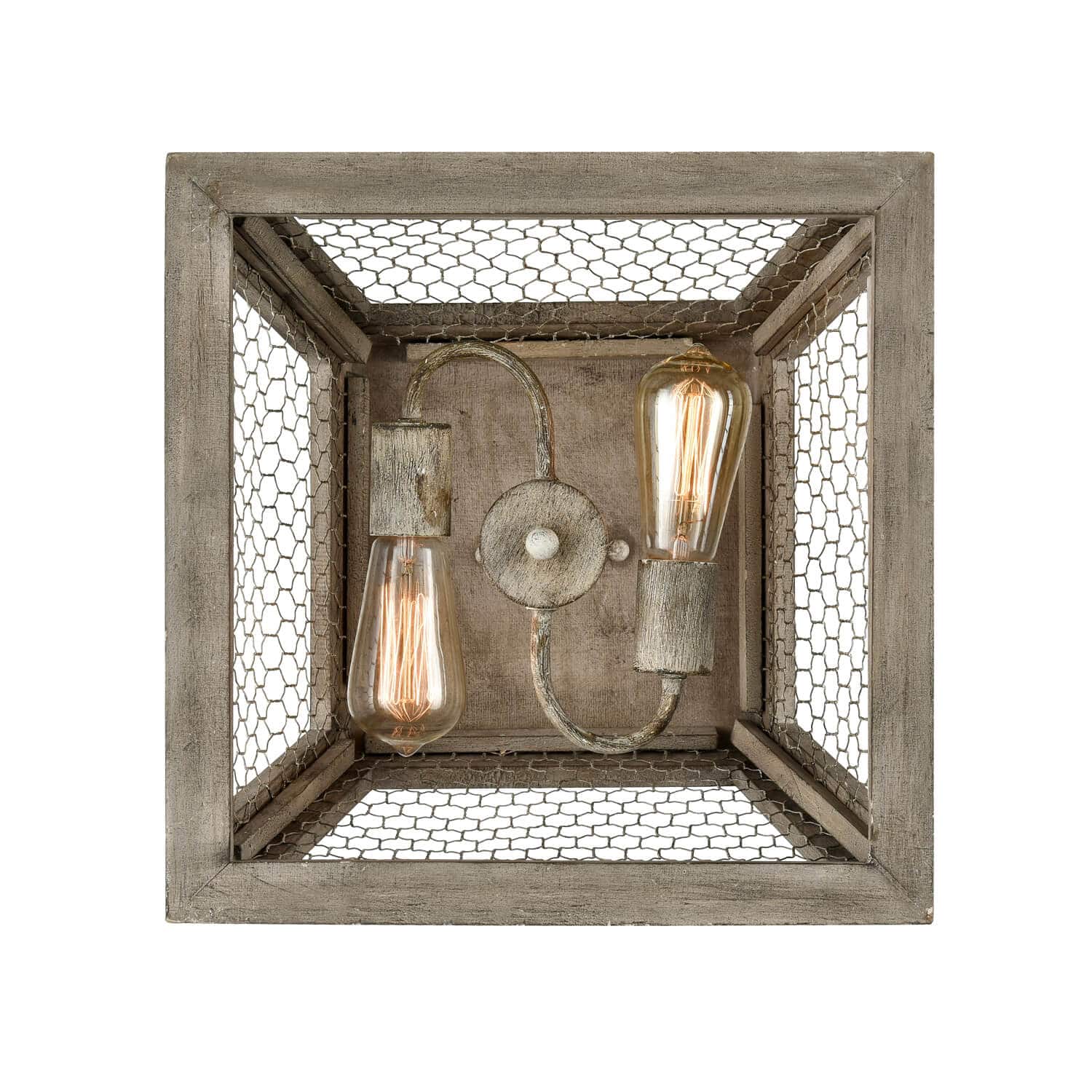 Distressed Grey Wood Rustic Flush Mount Ceiling Light | Claxy