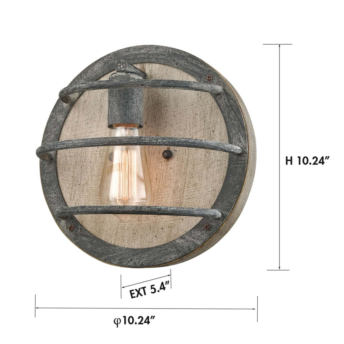 Stained Slate Round Rustic Wood Wall Sconces | Claxy