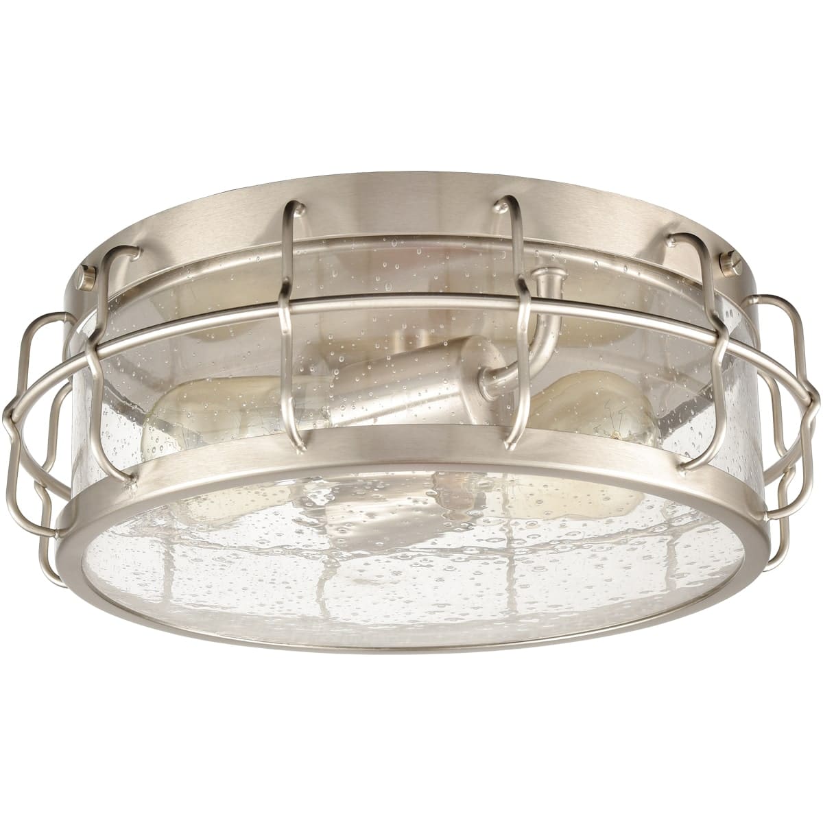Brushed Nickel Seeded Glass Ceiling Fixture - 2 Lights | Claxy