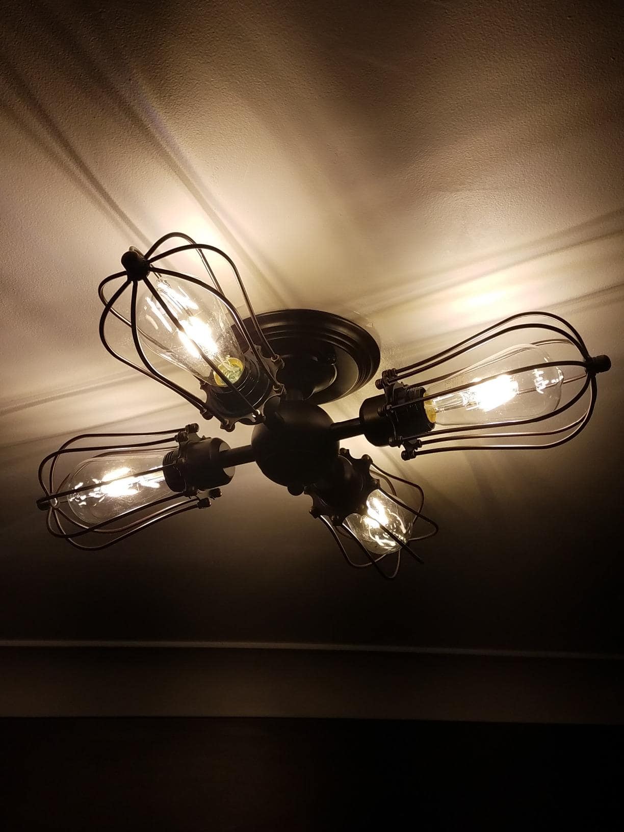 Vintage Wire Cage Semi-flush Mount Ceiling Fixture| Claxy