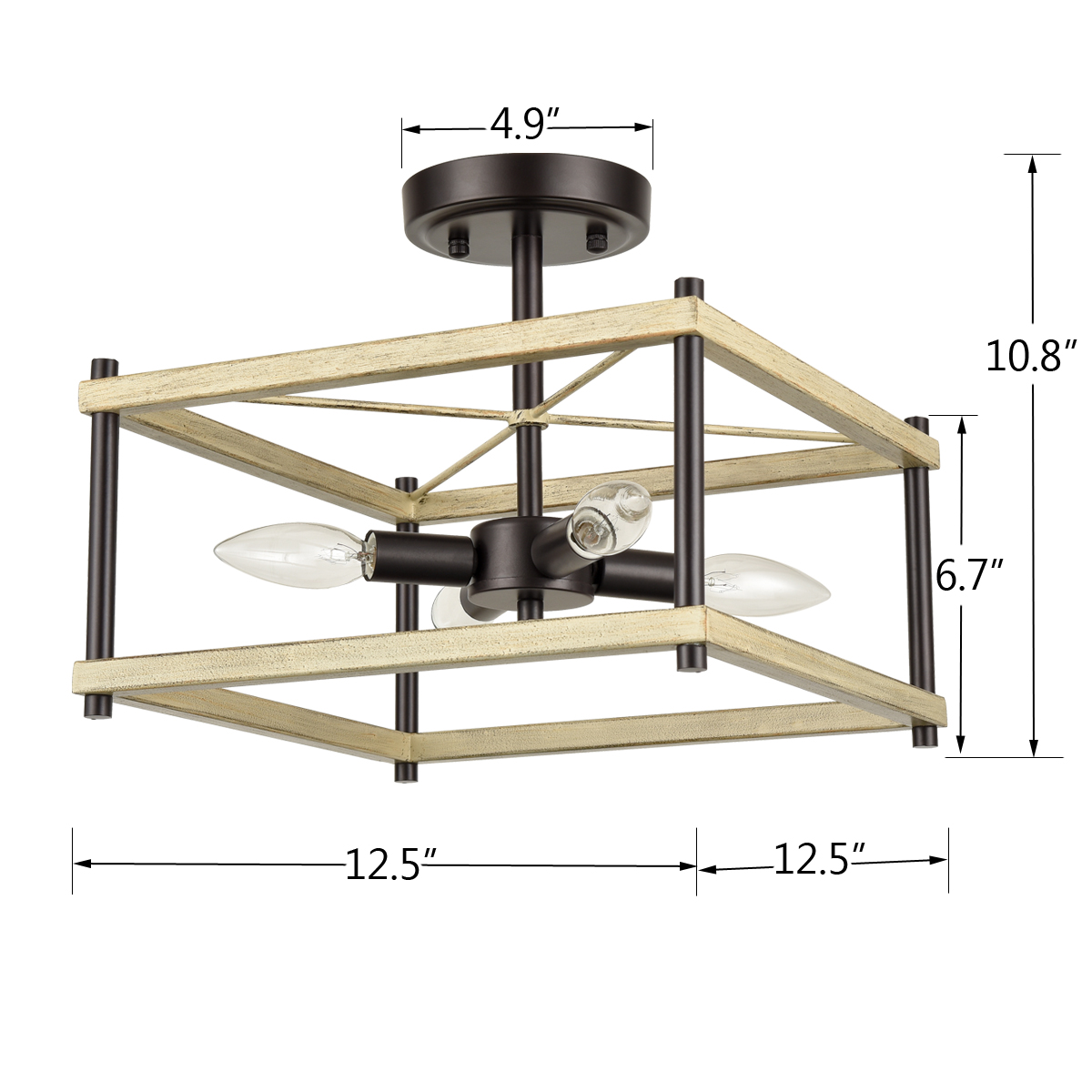 Modern Caged Semi Flush Mount Ceiling Light 4-Light | CLAXY