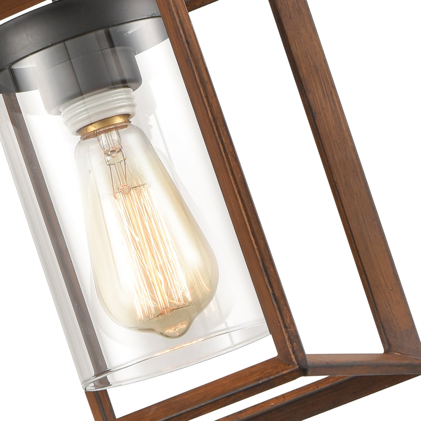 Wood Farmhouse Glass Shade Square Pendant Light | Claxy
