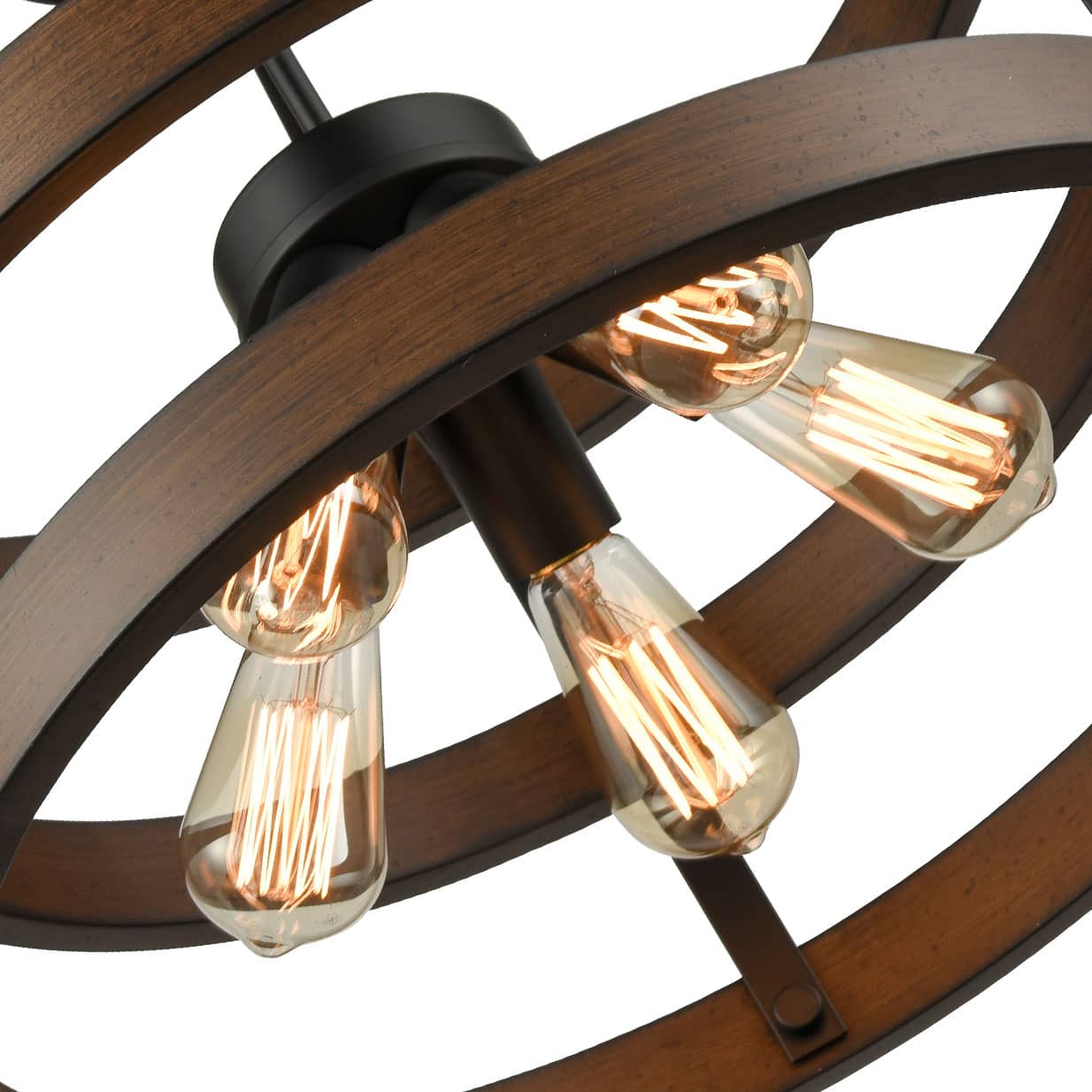 Circular Round Industrial Wood Flush Mount Ceiling Light | Claxy