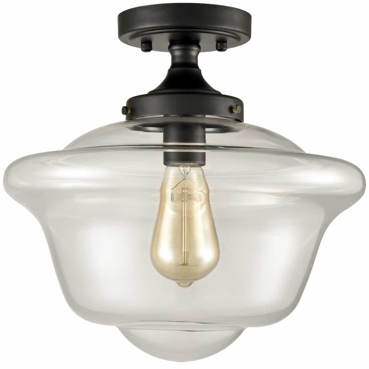 Schoolhouse Clear Glass Semi-Flush Ceiling Light | Claxy