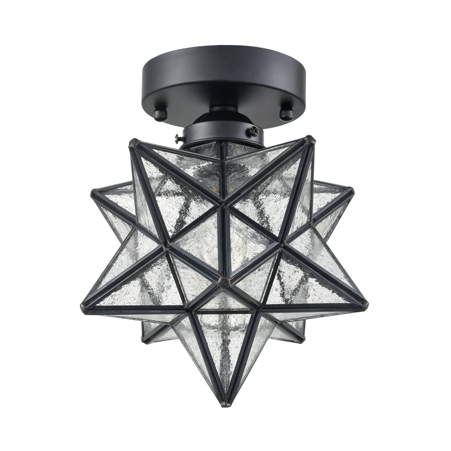 Moravian Star Ceiling Light with Seeded Glass 8 inches
