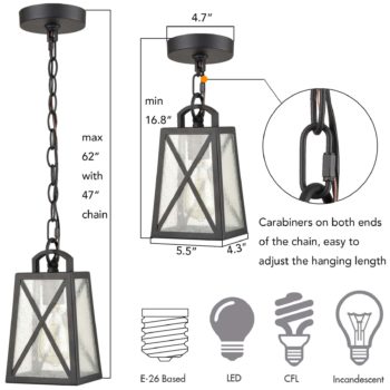 Modern Outdoor Pendant Light Fixture for Front Porch - CLAXY