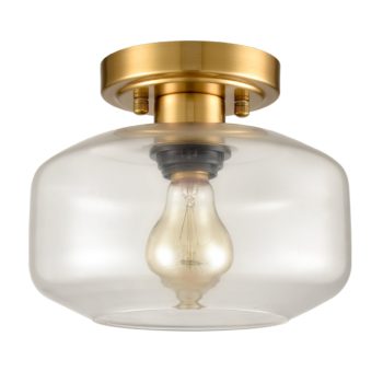 Open Glass Drum Shade Modern Brass Ceiling Light | Claxy