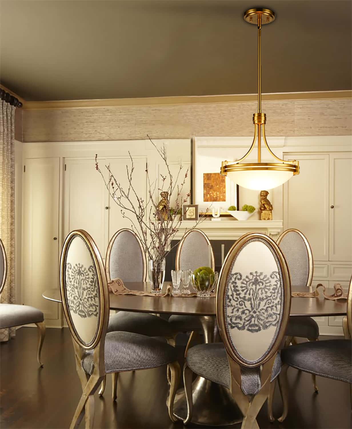 Brass Modern Height Adjustable Pendant Fixture - 2 Lights | Claxy