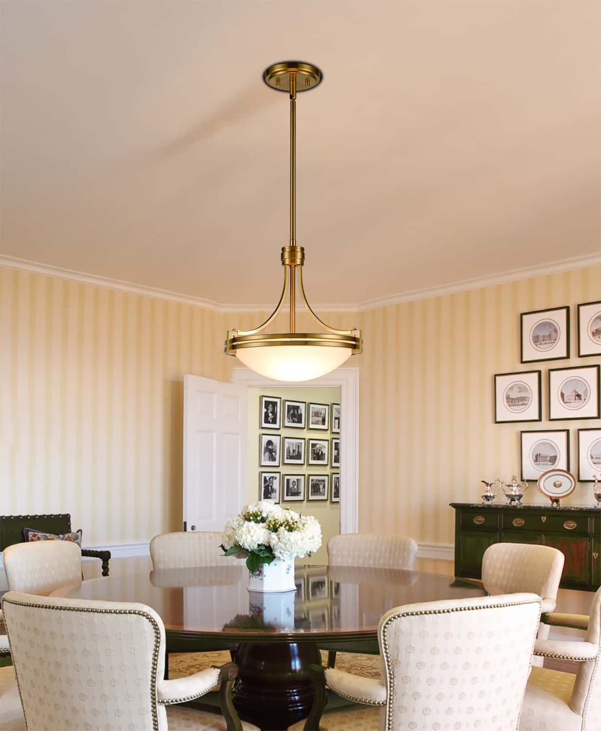 Brass Modern Height Adjustable Pendant Fixture - 2 Lights | Claxy