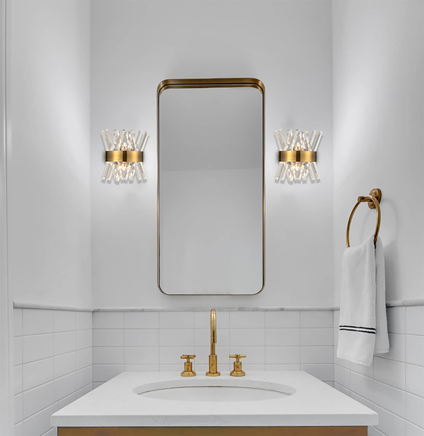 Modern Brass Crystal Wall Sconce - Pack of 2 wall lighting