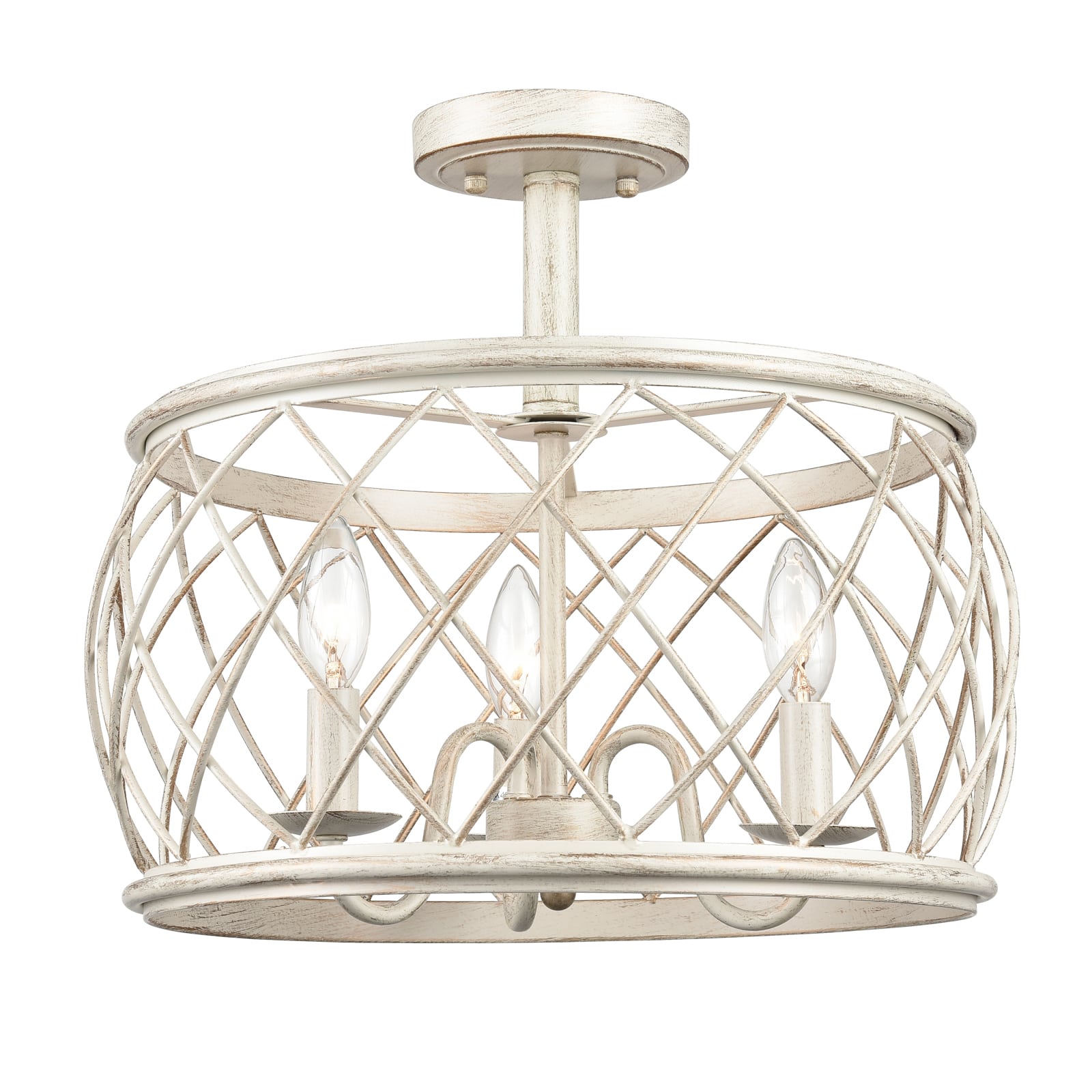 Modern Farmhouse Drum Semi-Flush Ceiling Light | Claxy