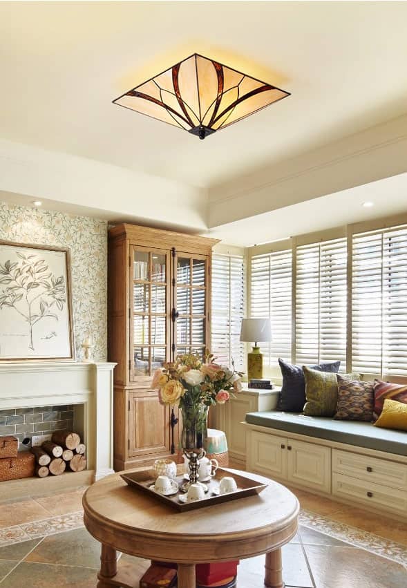 Tiffany Brass Antique Semi flush Ceiling Lights | Claxy