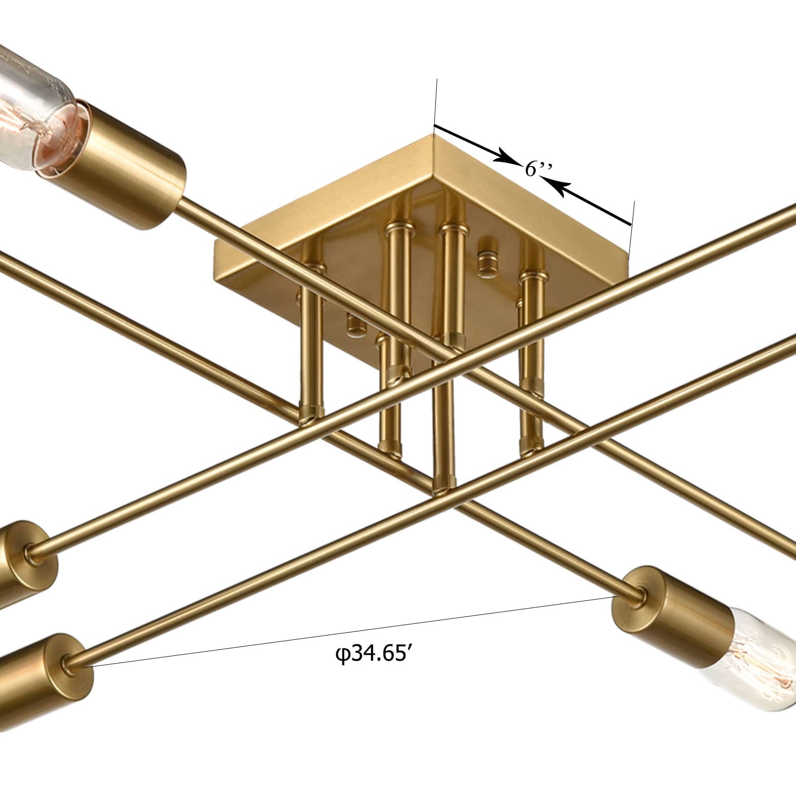 8-light Metal Gold Ceiling Light Fixture for bedroom| Claxy