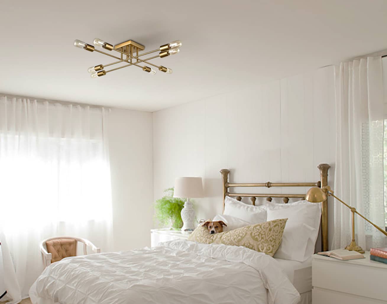 8-light Metal Gold Ceiling Light Fixture for bedroom| Claxy