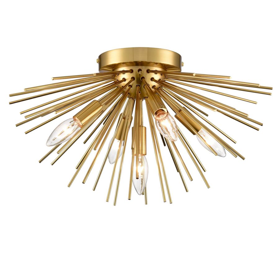 Mid Century Brass Sputnik Ceiling Light Chandelier| Claxy