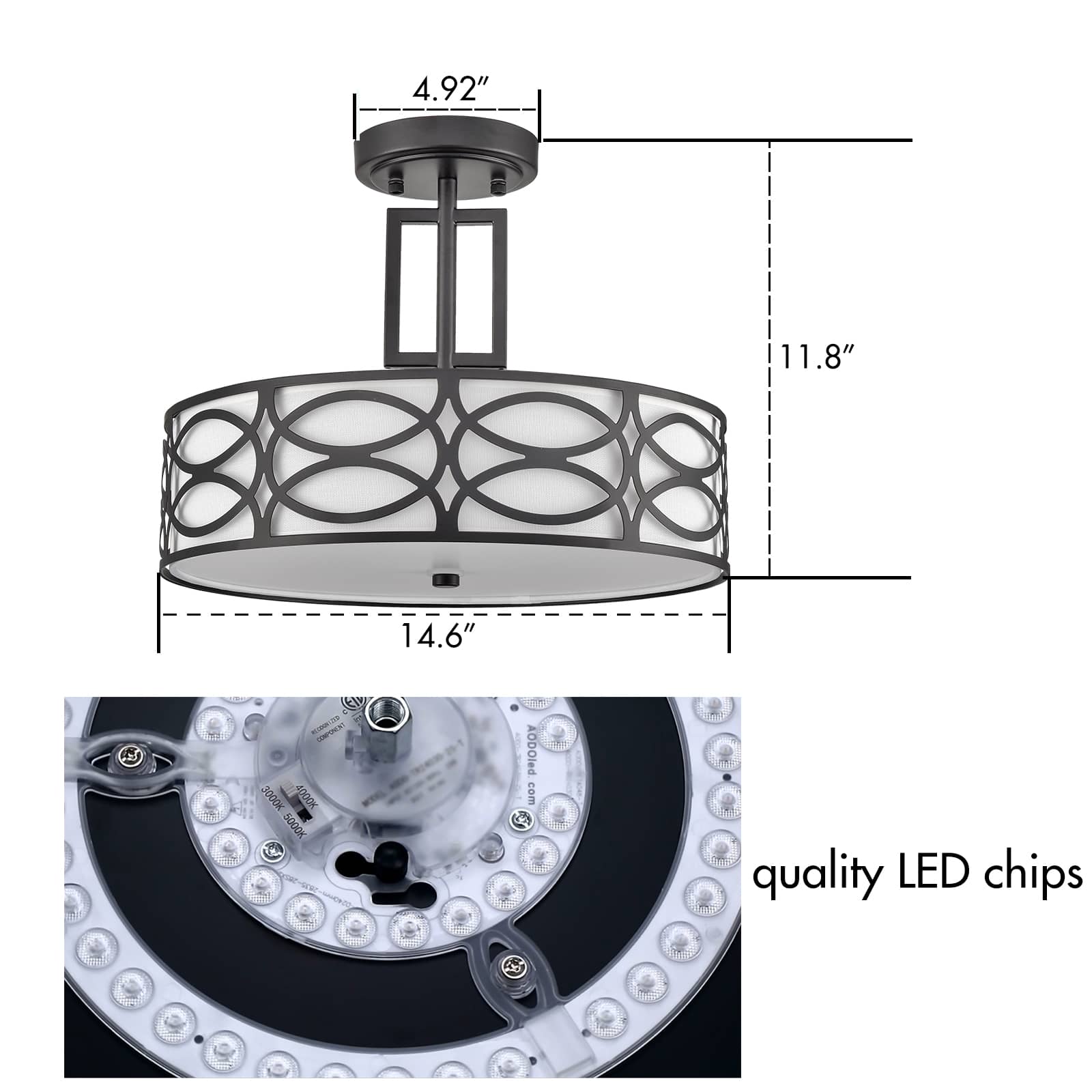 Dimmable LED Semi-flush Mount Ceiling Light | Claxy