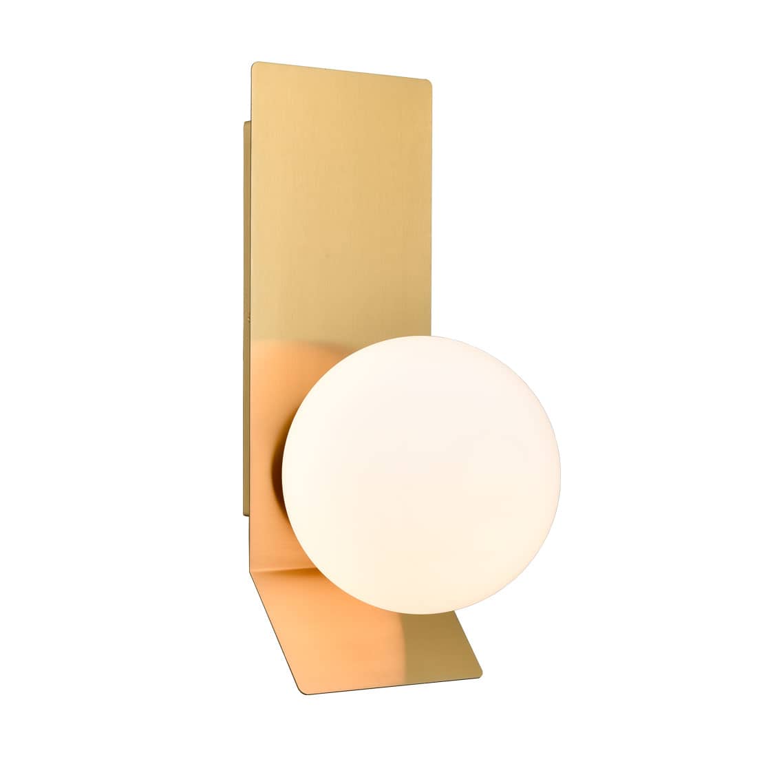 Modern Brass Globe Wall Light Sconce with Opal Glass Shade
