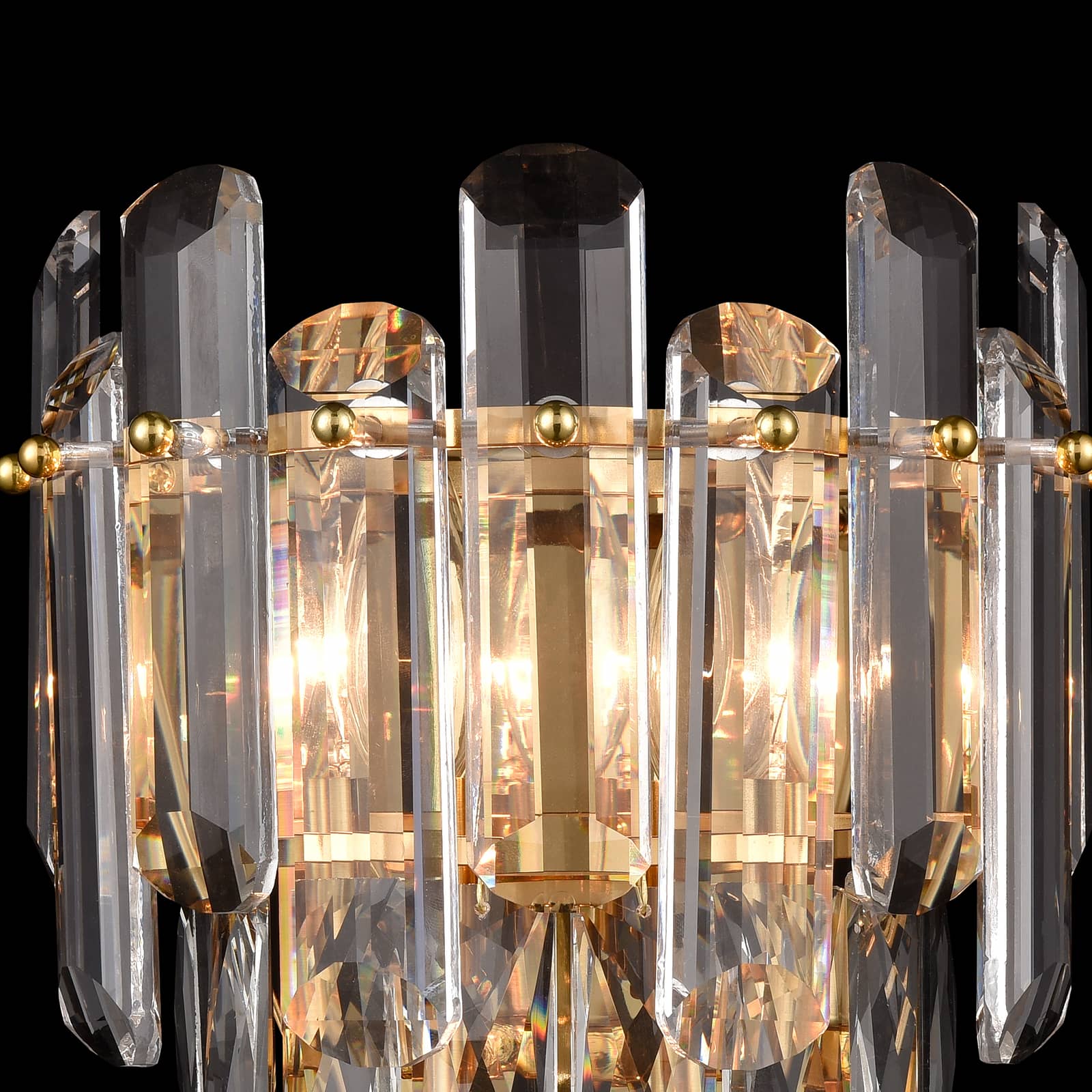 Modern Brass Crystal Wall Sconce Dimmable Bath Vanity Light