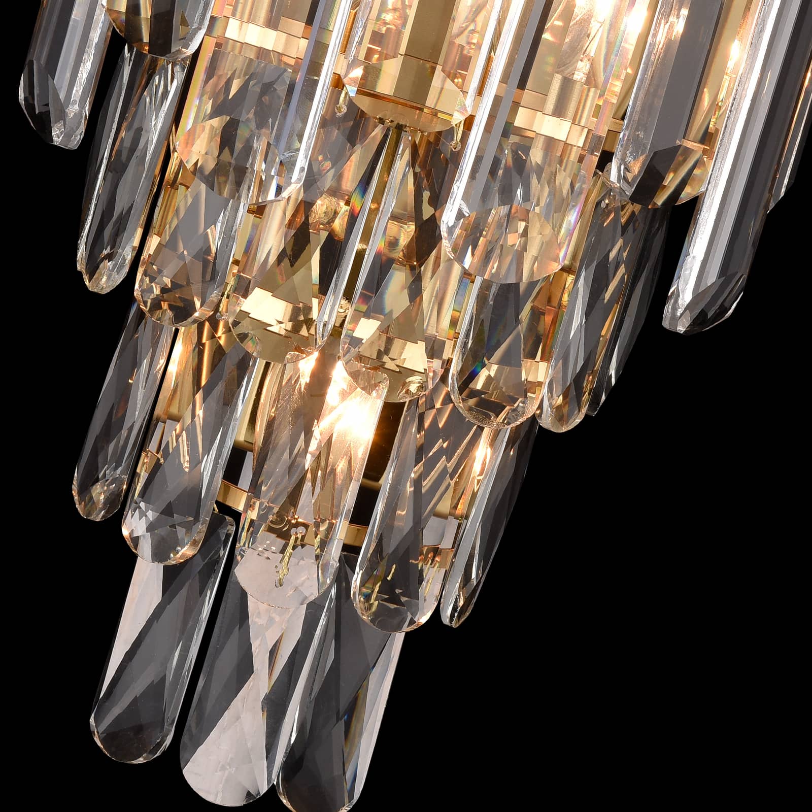 Modern Brass Crystal Wall Sconce Dimmable Bath Vanity Light