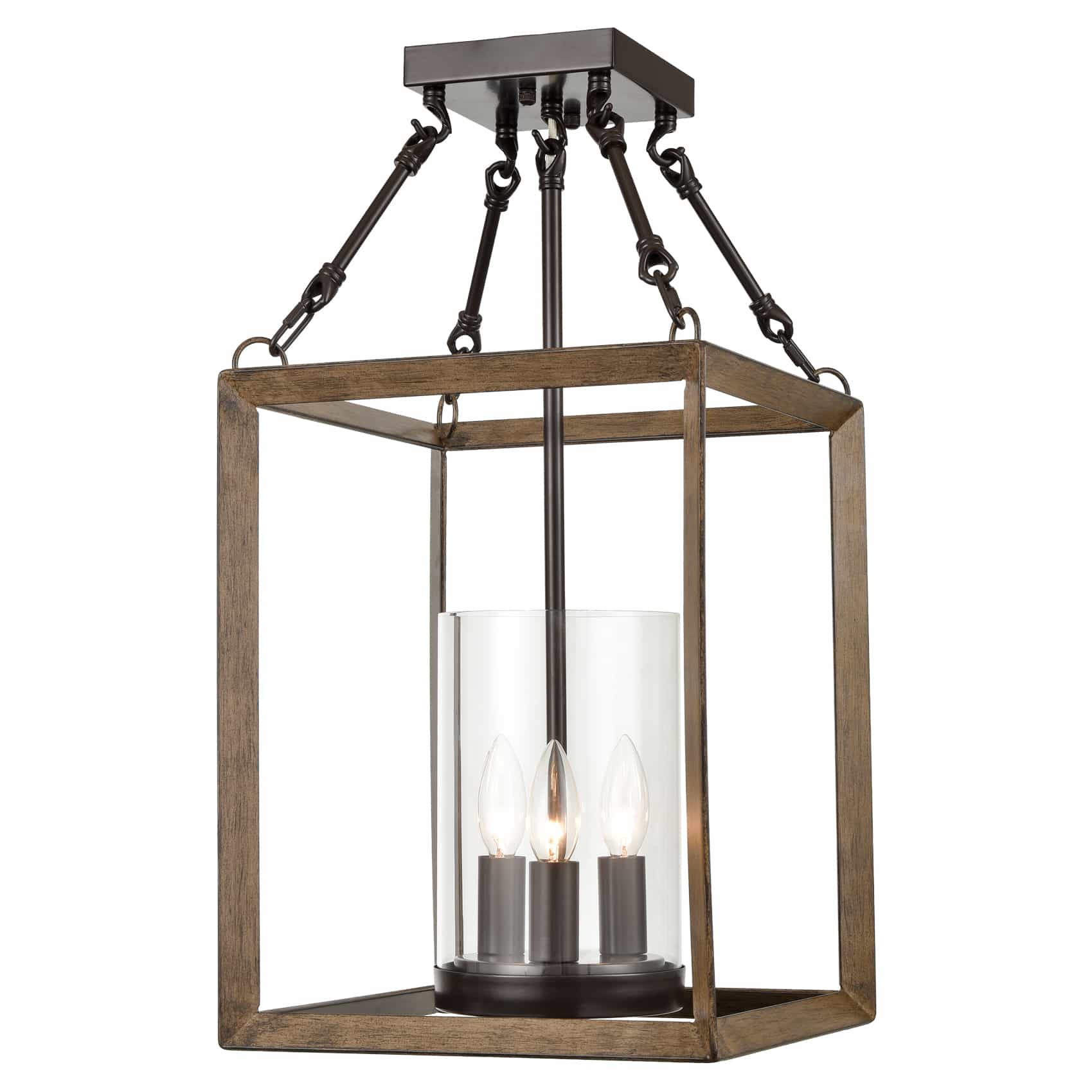 Vintage Square Cage Semi-flush Lantern Ceiling Light| Claxy